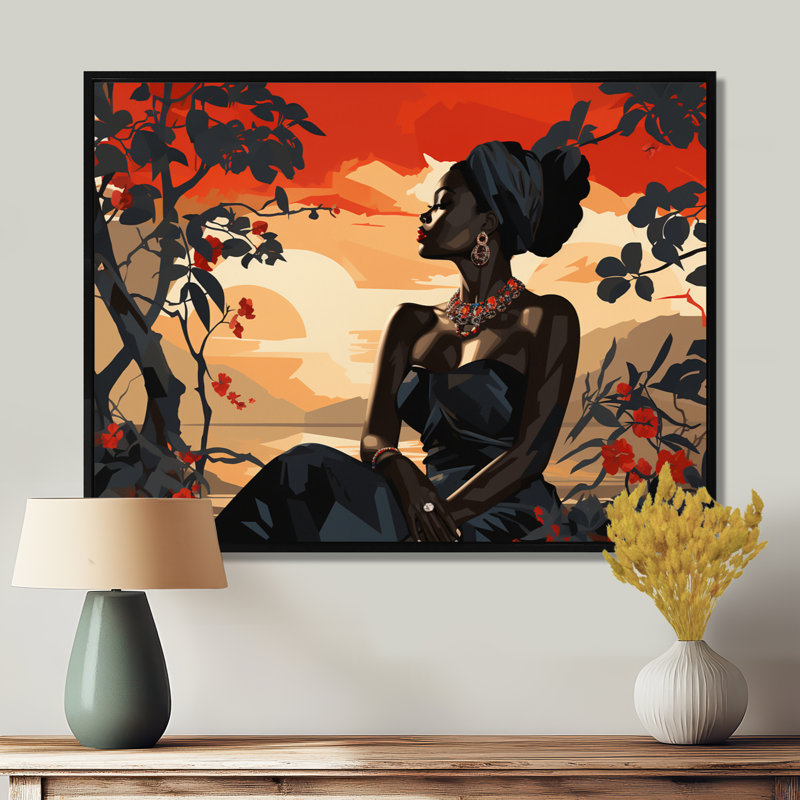 Mercer41 Gracious Afro Beauty By The Shore Retro - African American Woman Wall Art Print | Wayfair